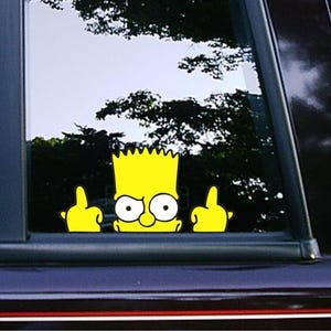 Bart Middle Finger Peeker Peeking Peekabo Car Decals Laptop Bumper ...
