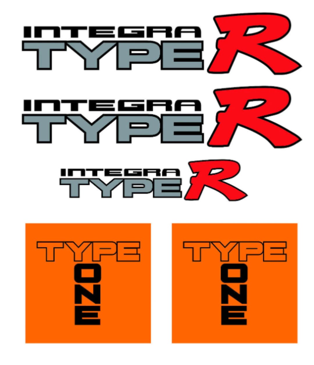 5 PCS Integra Type Racing Decals Car Stickers JDM Vehicle Side Graphics ...