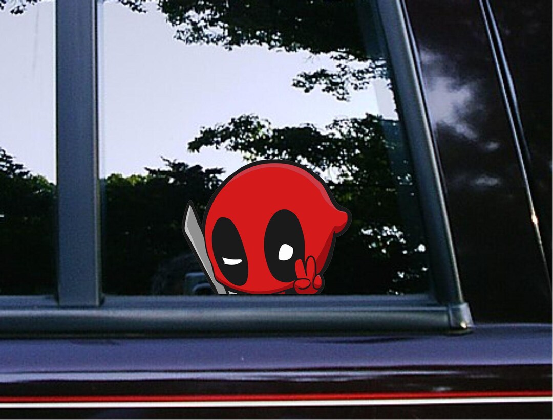 Cute Deadpool Peace Peeker Peeking Peekabo Sticker Car Decals Stickers ...