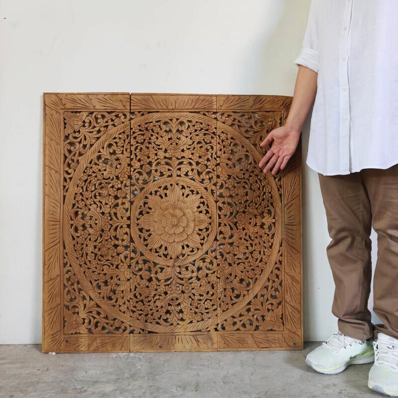 Teak Wood Lotus Frame - Etsy