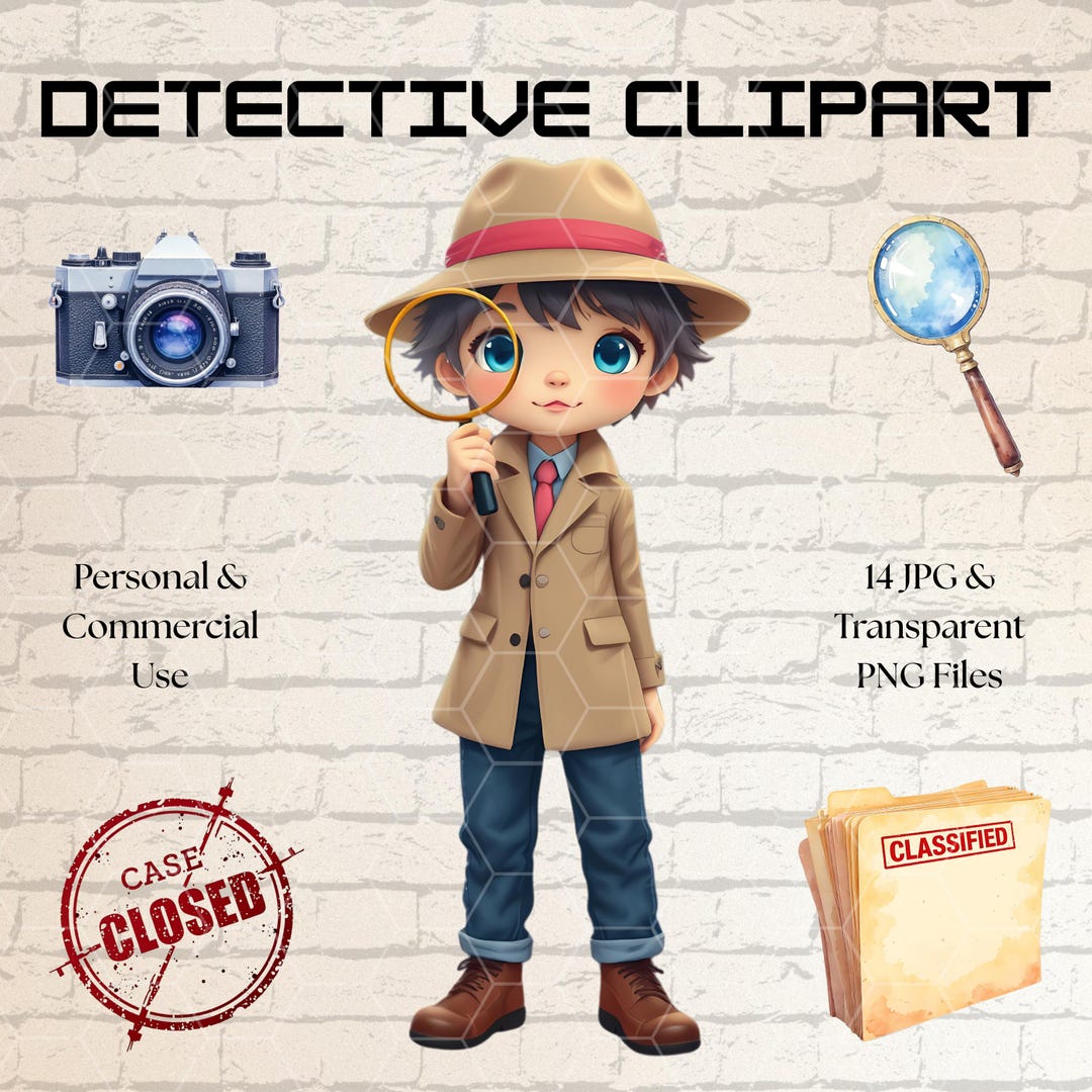 Child Detective Clipart Pack, High Resolution, JPG & Transparent PNG ...
