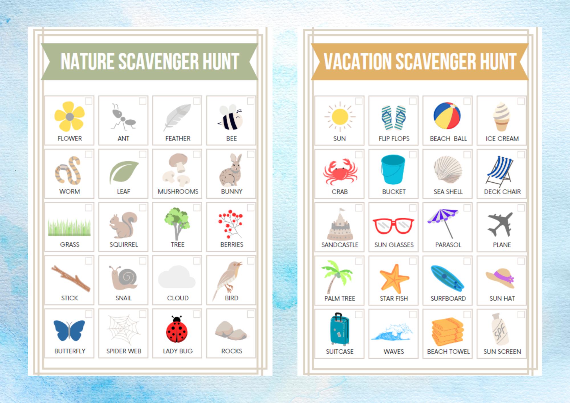 Printable Scavenger Hunt Sheets || Kids Scavenger Hunt || Game ...