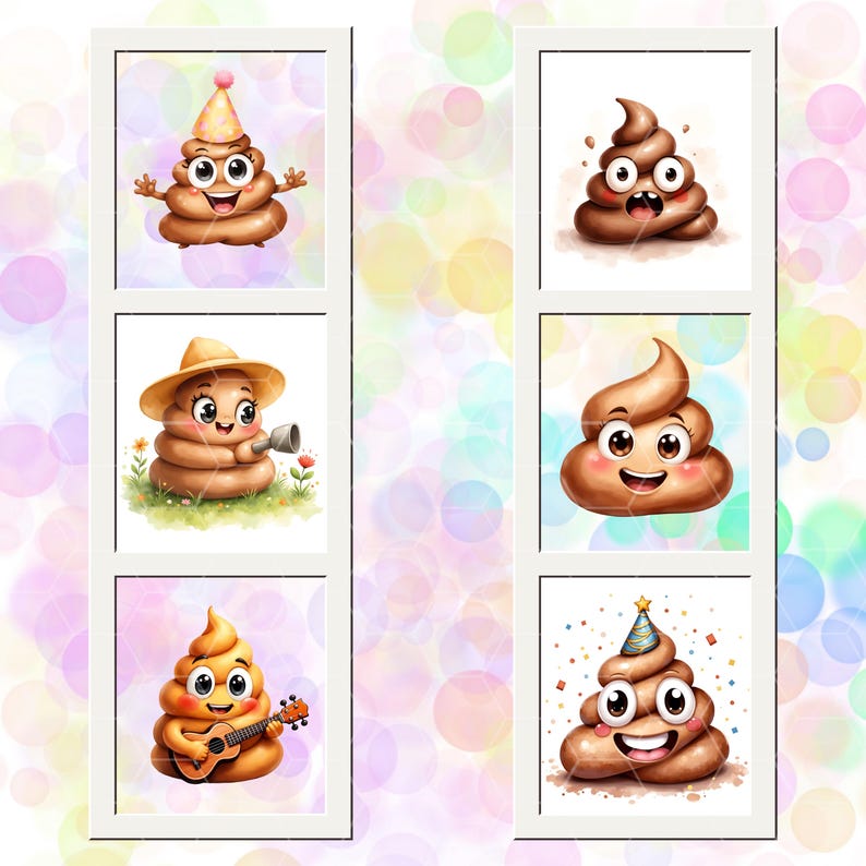 Funny Poop Emoji Clipart Pack – 18 Cartoon Poop Characters, Superhero ...