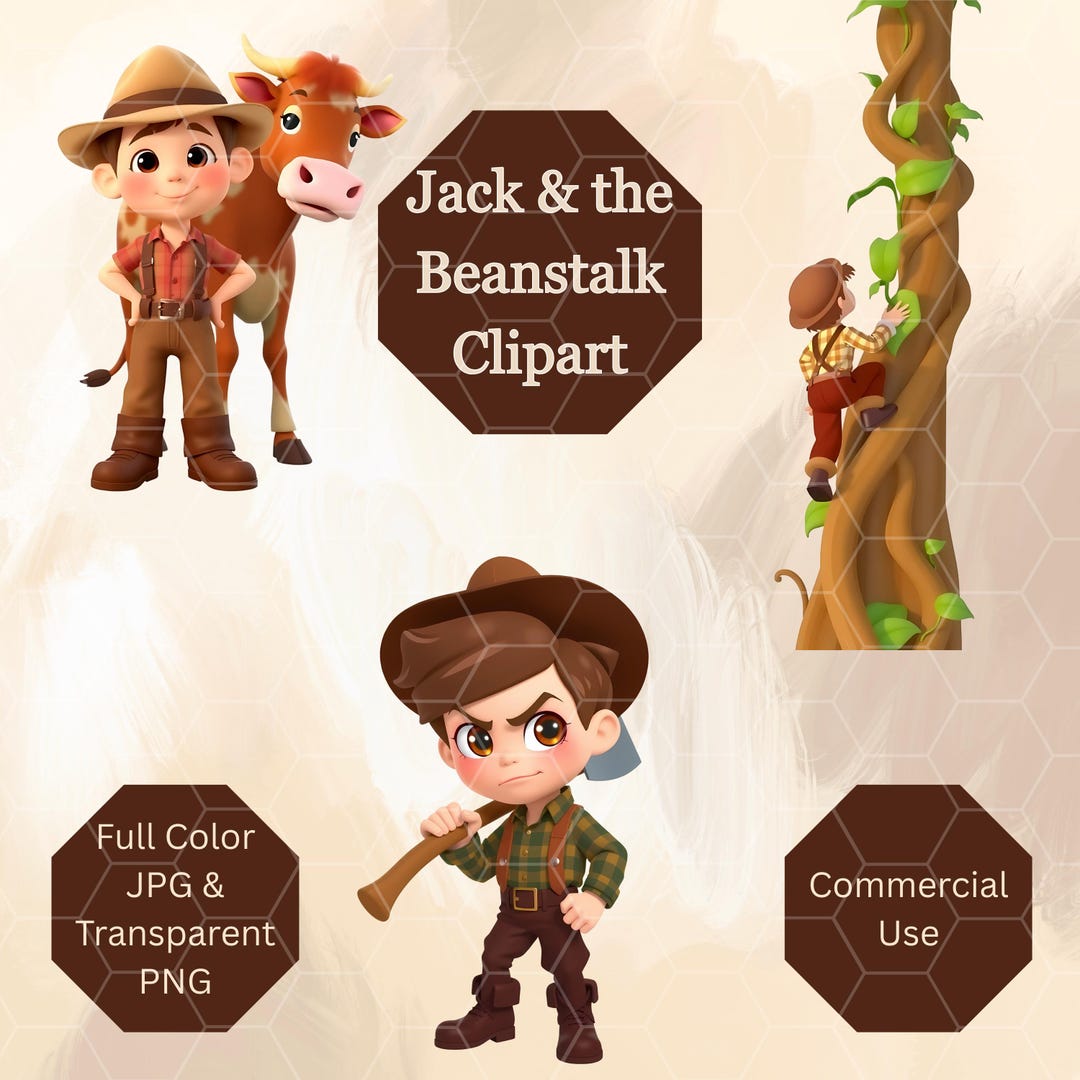 Jack and the Beanstalk Watercolor Clipart, Children's Art, High Quality ...