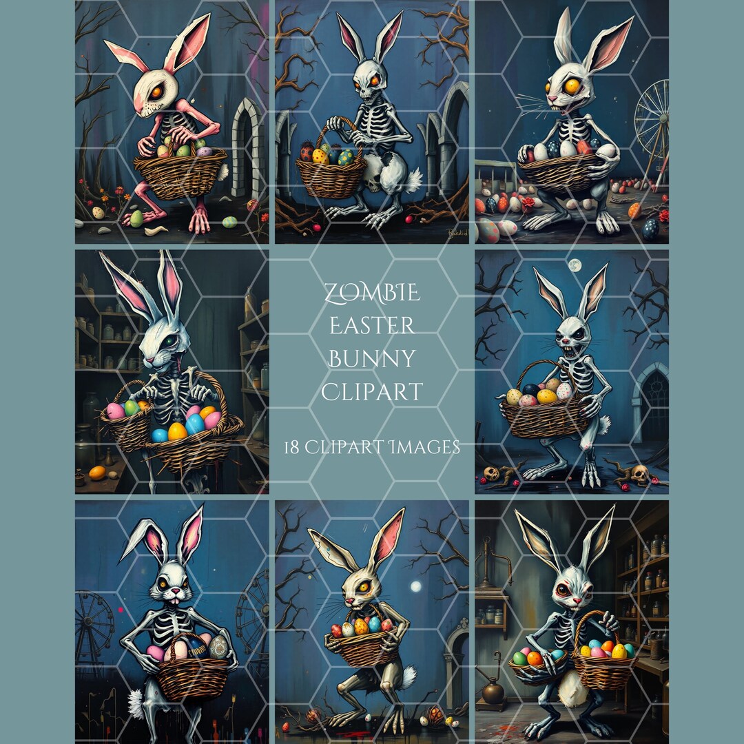 Zombie Easter Bunny Clipart || Alternative Easter || PNG & JPG Files ...