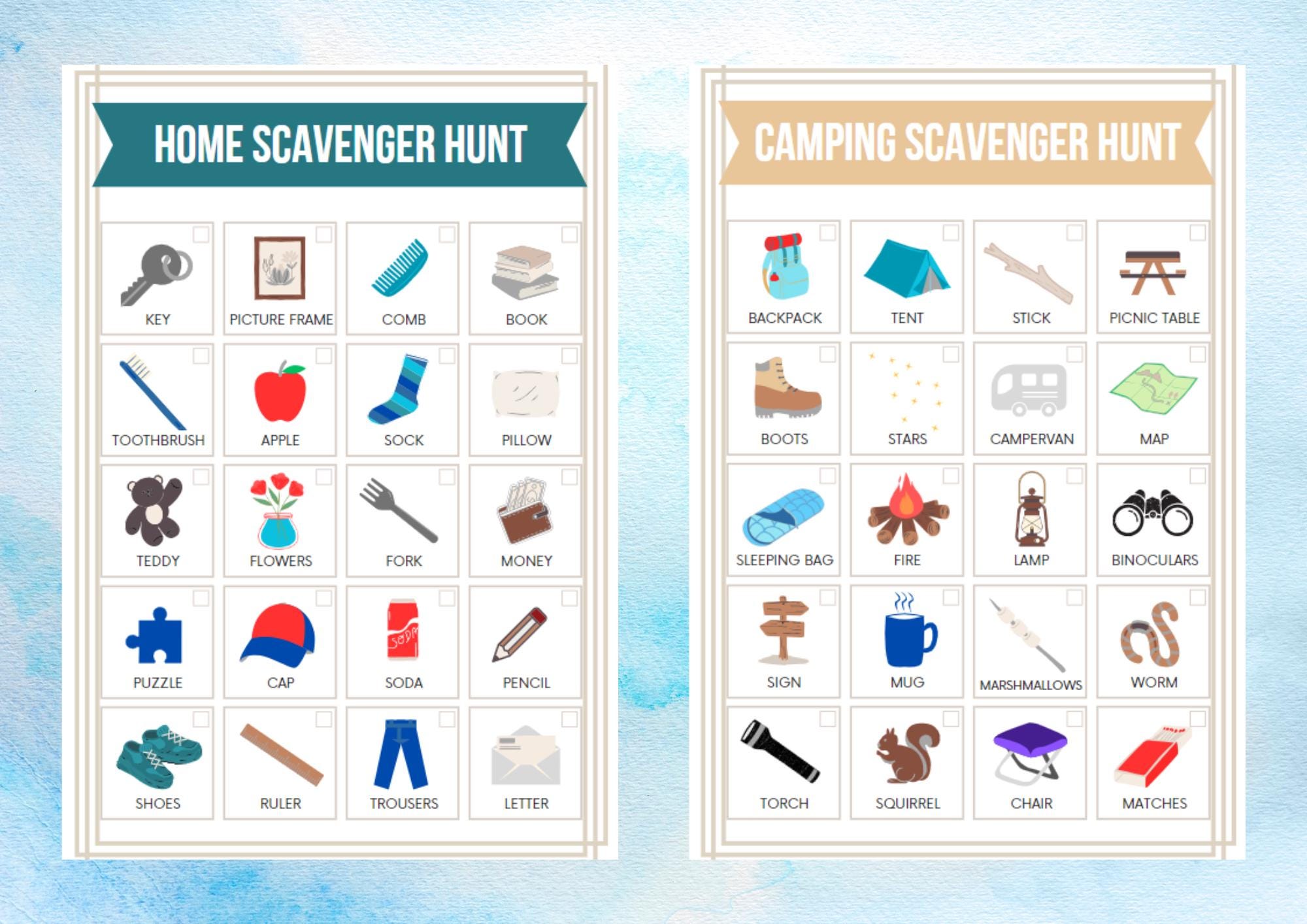 Printable Scavenger Hunt Sheets || Kids Scavenger Hunt || Game ...