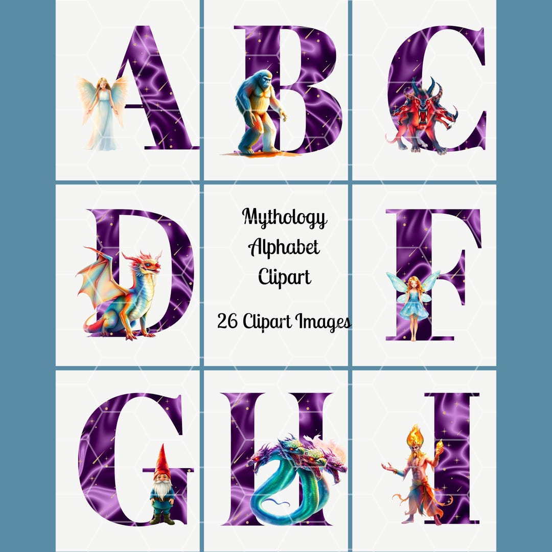 Mythology Alphabet Clipart || Mythology || PNG & JPG Files || Print ...