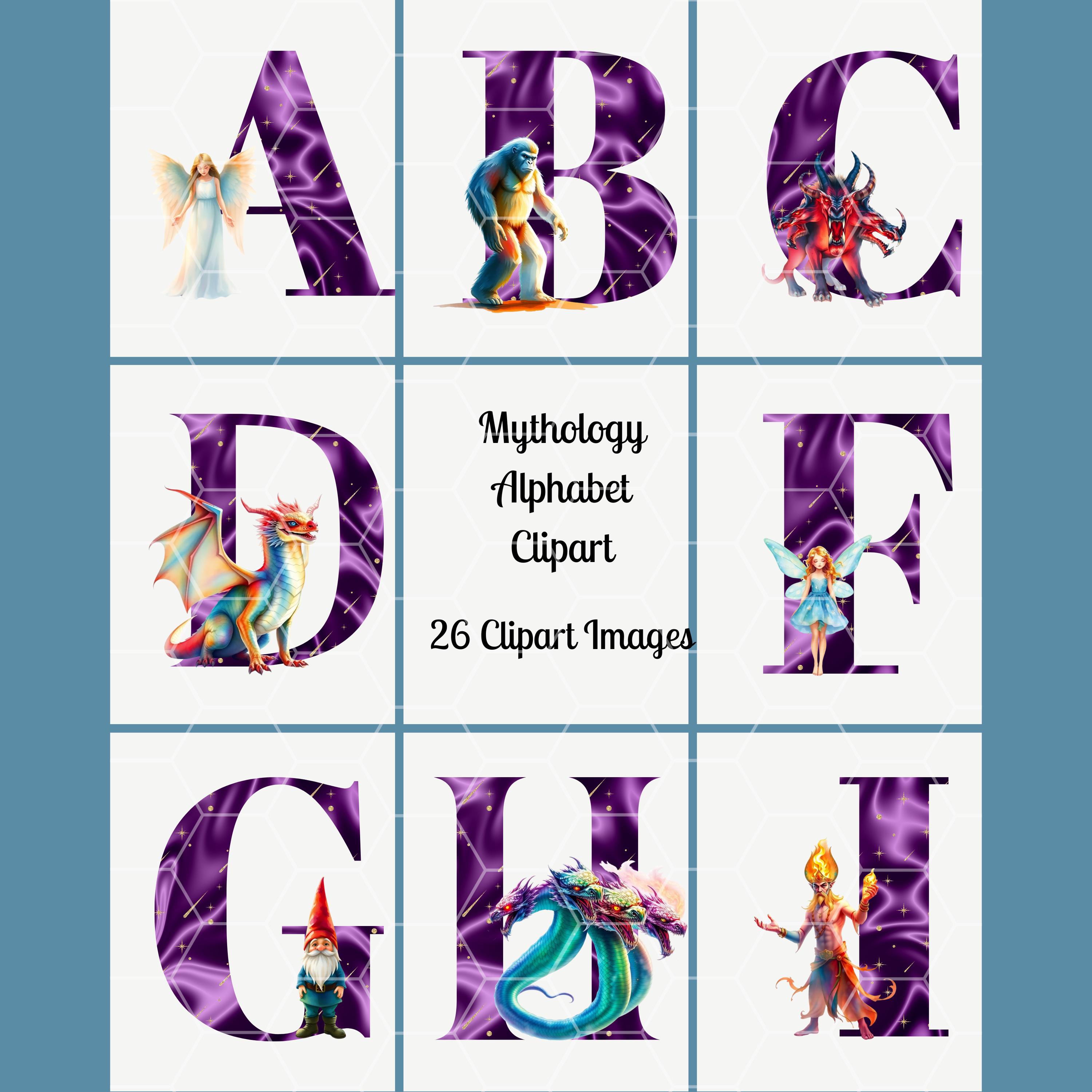 Mythology Alphabet Clipart || Mythology || PNG & JPG Files || Print ...