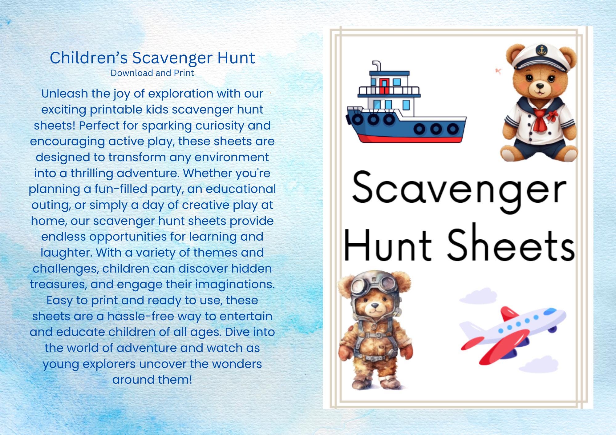 Printable Scavenger Hunt Sheets || Kids Scavenger Hunt || Game ...