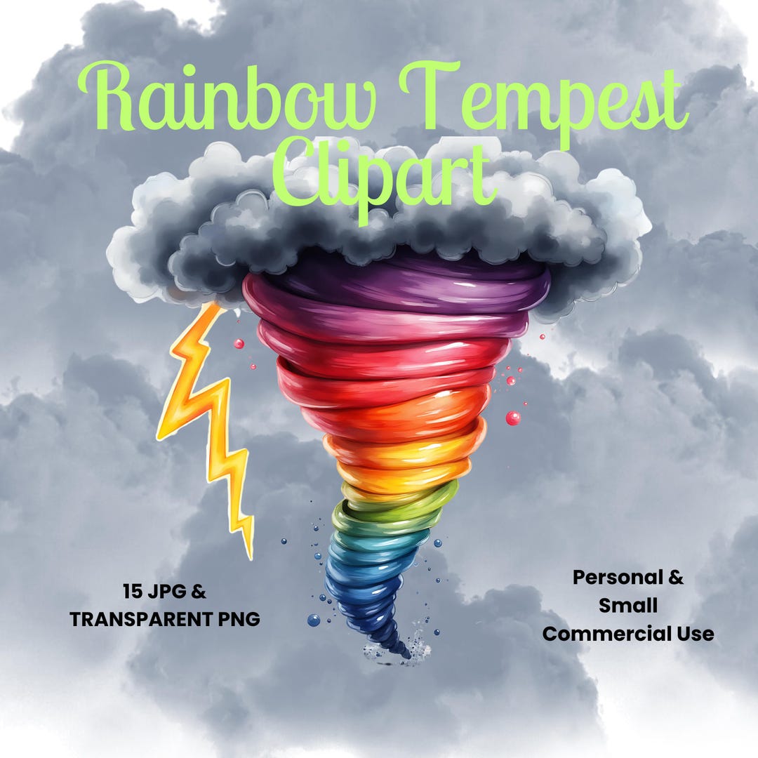 Rainbow Tempest Clipart, Colorful Tornado, Storm Illustrations, Fun ...
