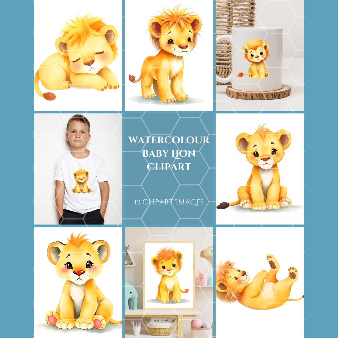 Baby Lion Watercolour Clipart || PNG & JPG Files || Instant Download ...