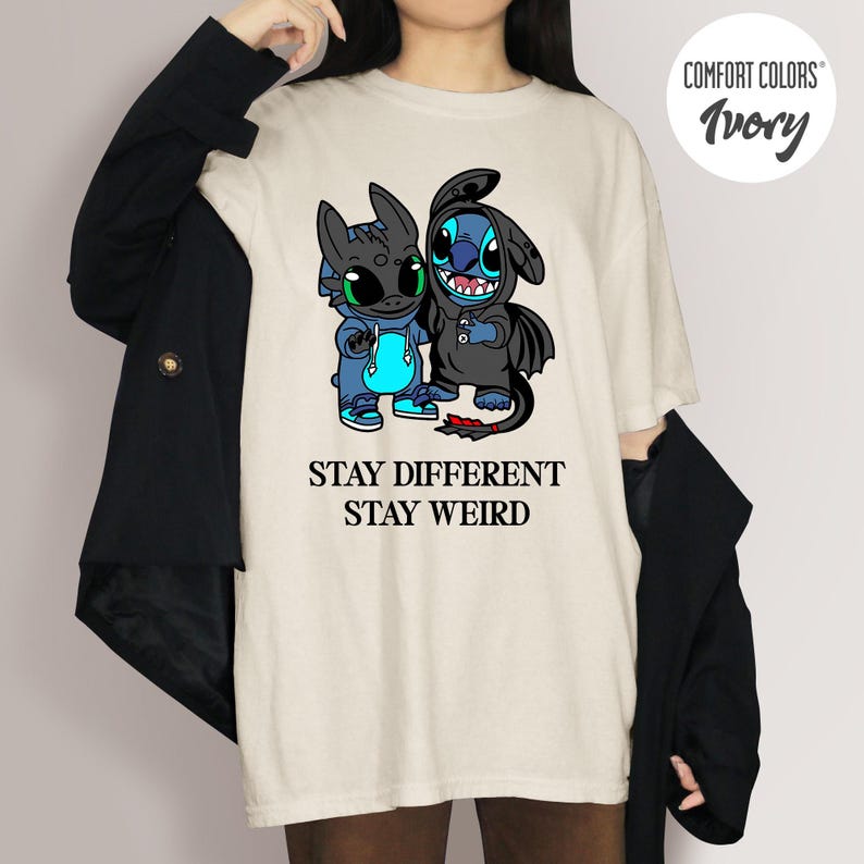 Stitch and Toothless Stay Different Stay Weird Shirt, How to Train Your ...