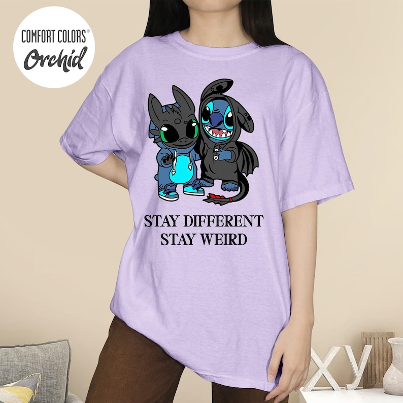 Stitch and Toothless Stay Different Stay Weird Shirt, How to Train Your ...