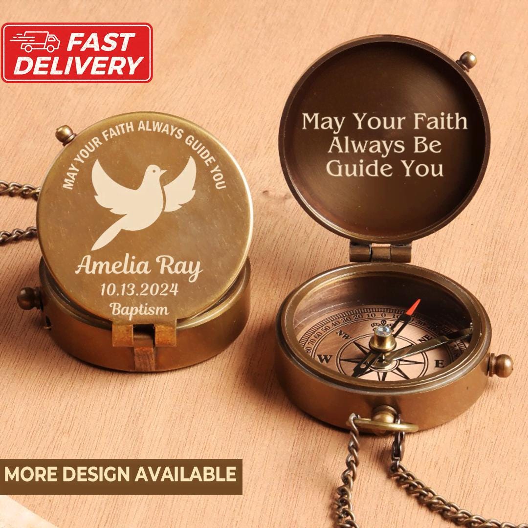 First Holy Communion Compass, Engraved Compass for Baptized ...