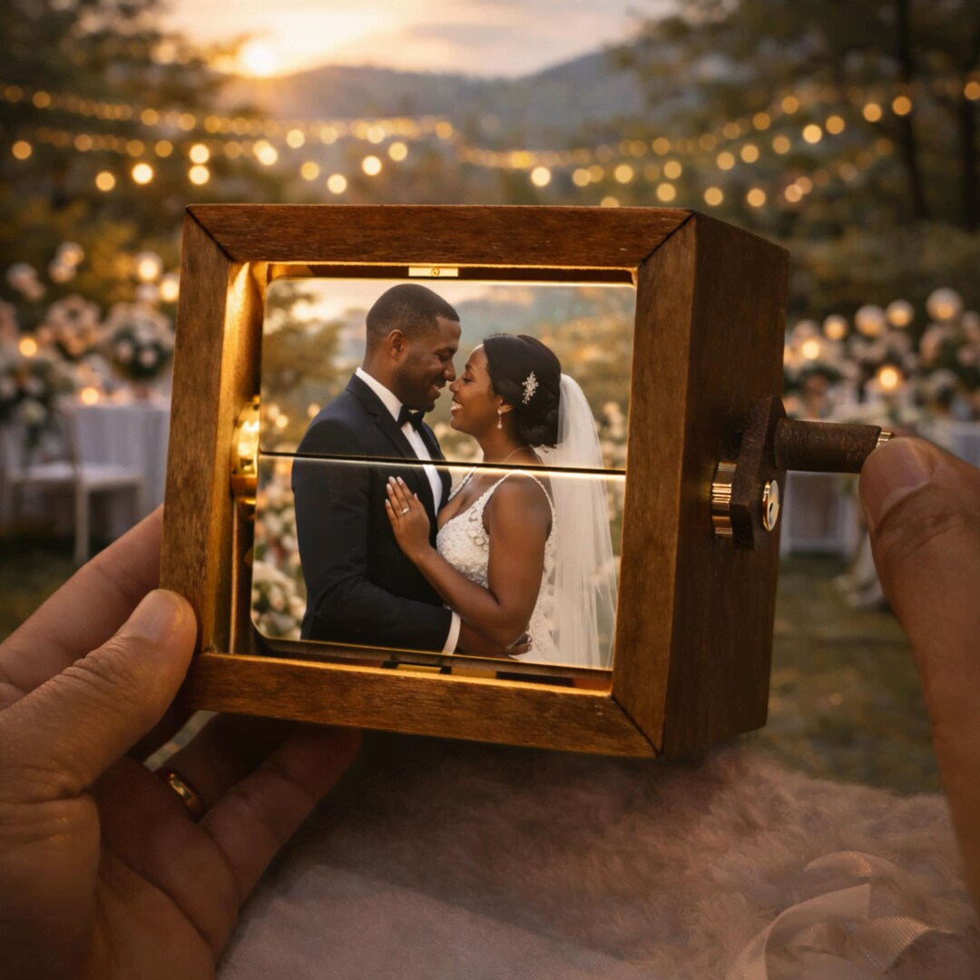 Personalized Photo Flipbook Machine, Custom Wooden Hand Crank Photo Box ...