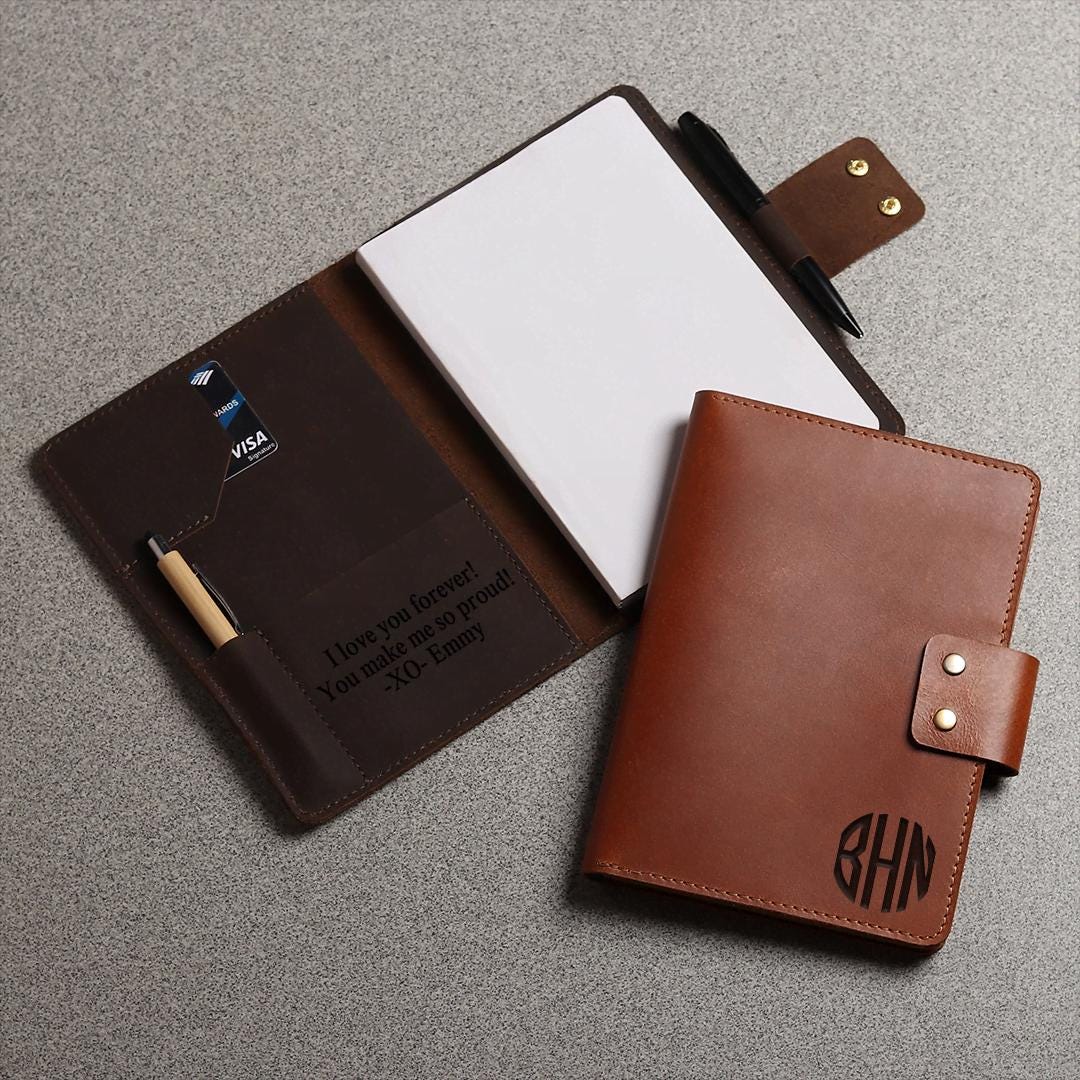 Personalized Leather Corporate Gift Journal Monogrammed Leather A5 Notebook Cover, Personalized ...