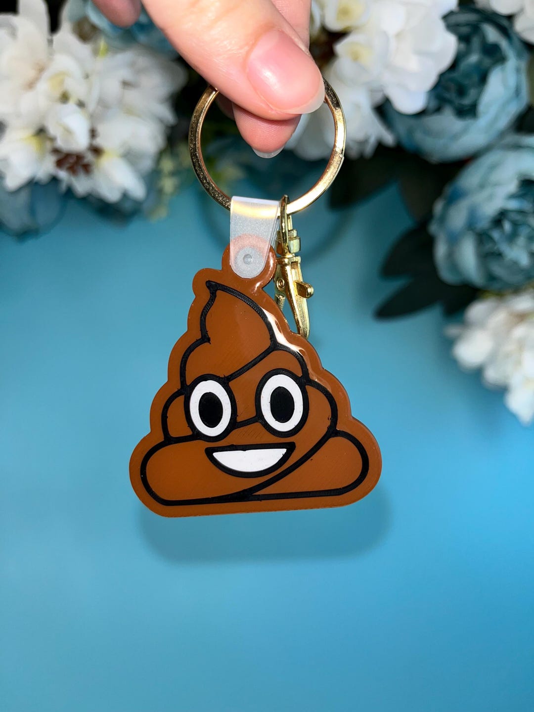 Funny Poop Emoji Keychain Nfc-enabled Personalized Gift Bag Charm - Etsy