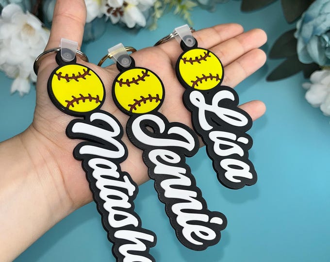 Personalized 3D Softball Bag Tag – Custom Name & Optional Number in 3 ...