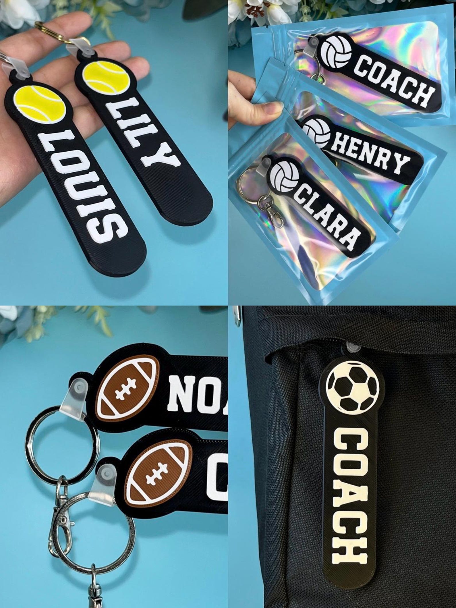 59% OFF Bulk Personalized Sports Team Name Tag Keychain Backpacks Tag ...