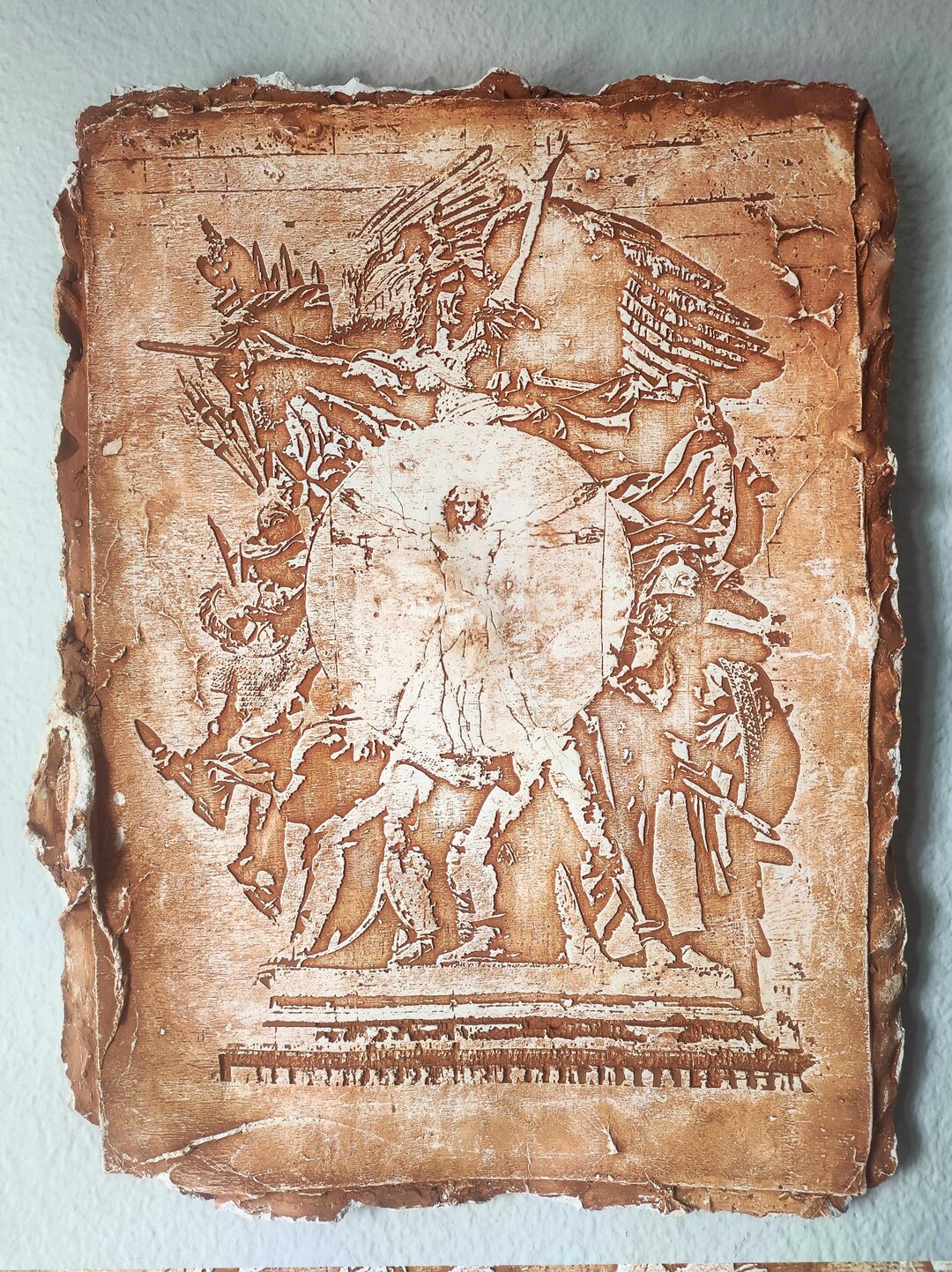 Modern Reinassance. Plaster Engraving Sculpture. Leonardo Da Vinci's ...