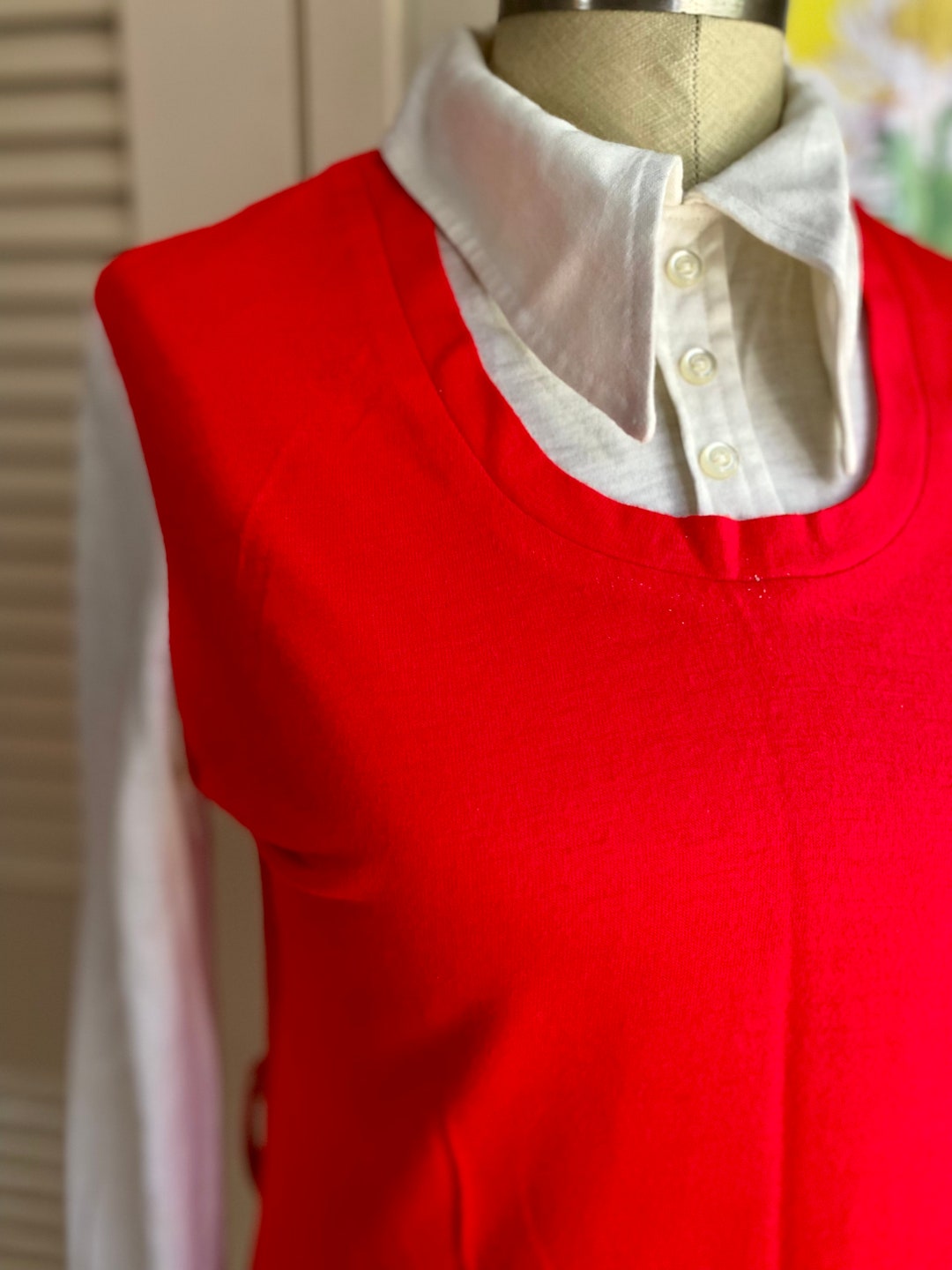 Vintage 70s Butterfly Collar Blouse and Vest - Etsy