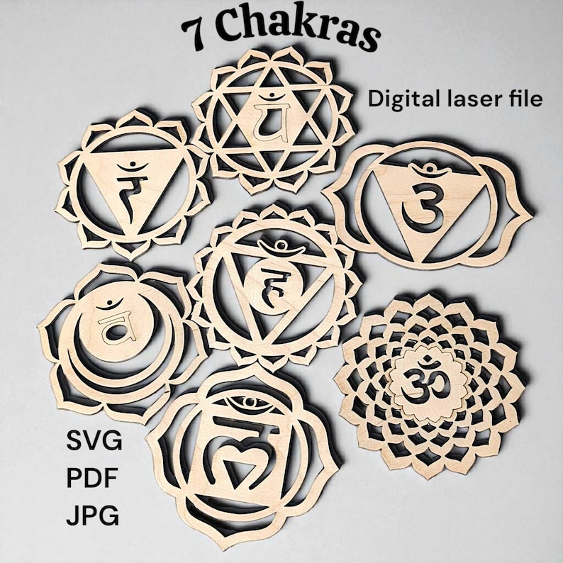 SVG Seven(7) Chakras Hanging | Digital Design | SVG | Laser Cut File | Glowforge | Engrave Files ...