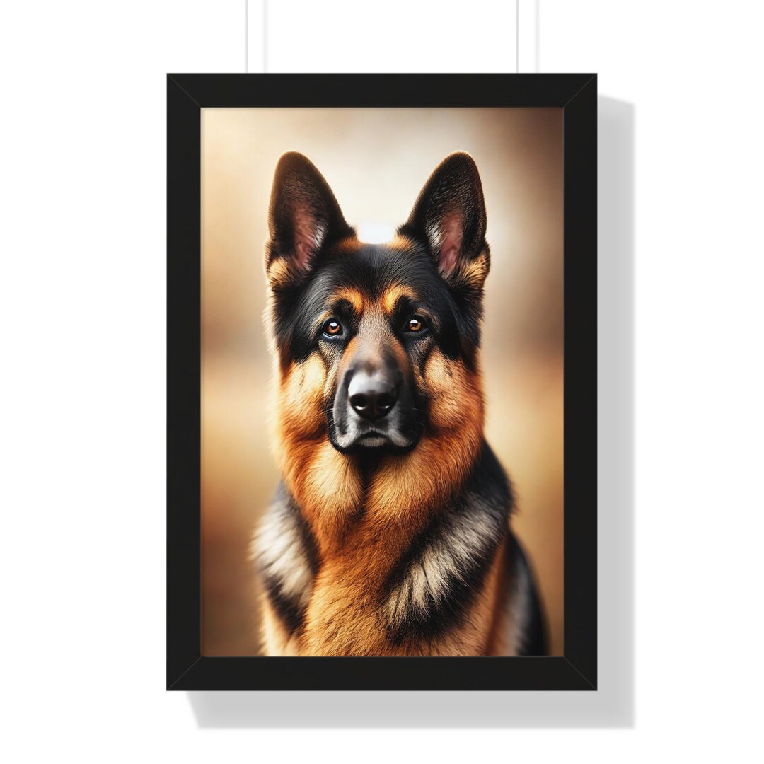 German Sheppard Framed Vertical Poster Dog Lover Wall Art, Animal ...