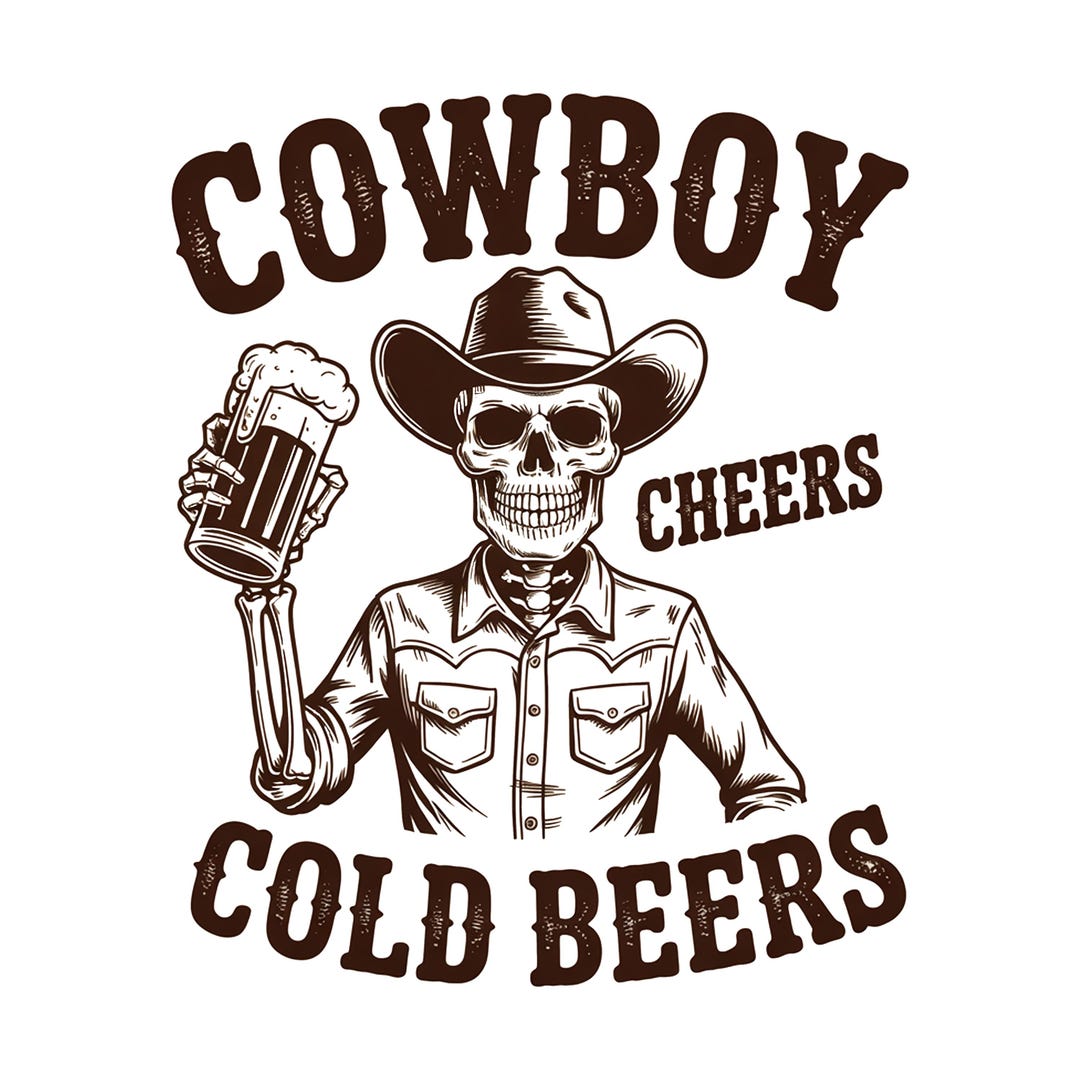 Cowboy Cold Beers PNG, Western Skull PNG, Country Bar Rustic Saloon Png ...