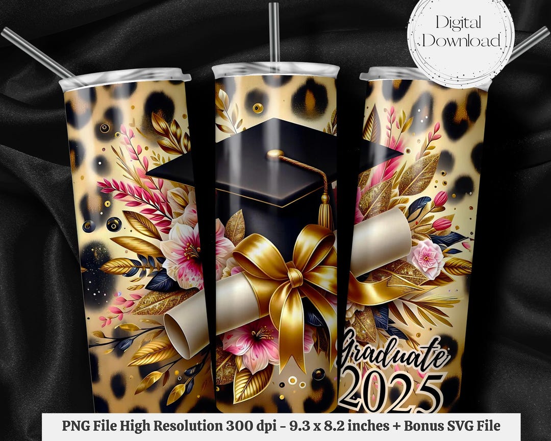 Seamless 2025 Graduation PNG + SVG for 20 Oz Skinny Tumbler Wrap ...