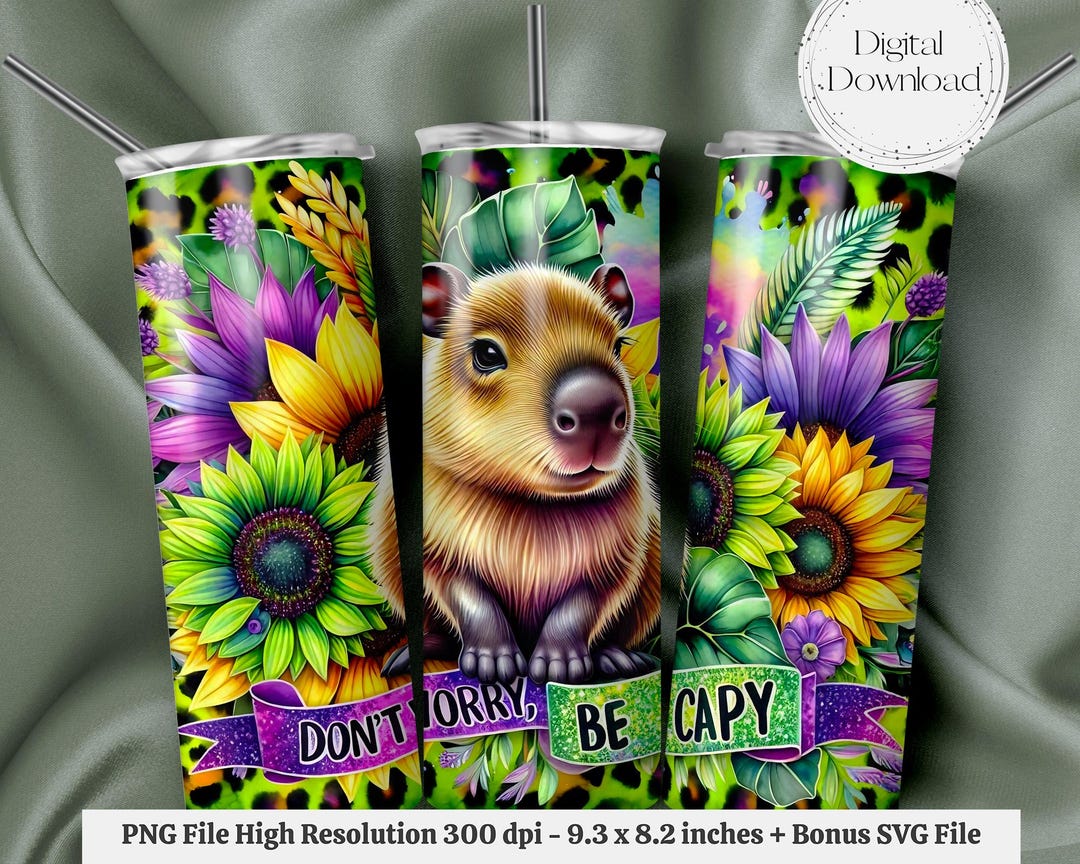 Capybara Seamless PNG + SVG for 20 Oz Skinny Tumbler Wrap Sublimation ...