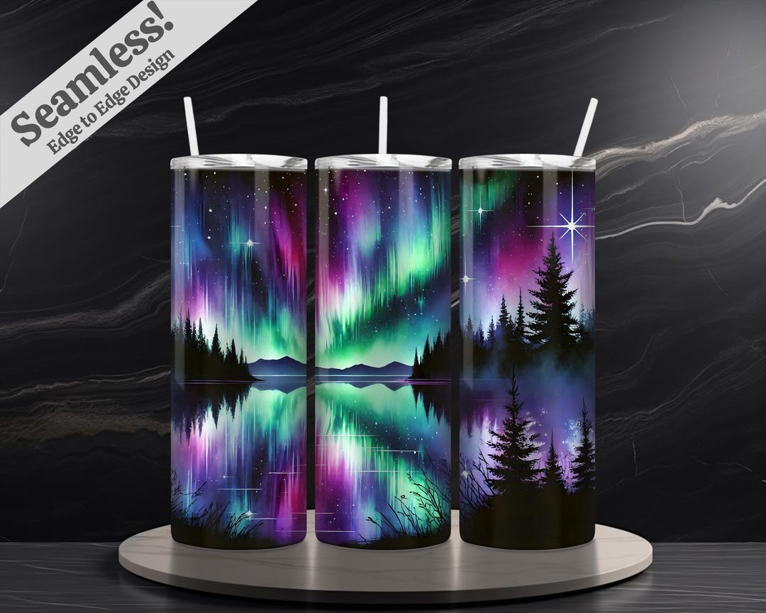 Northern Lights Seamless PNG + SVG for 20 Oz Skinny Tumbler Wrap ...