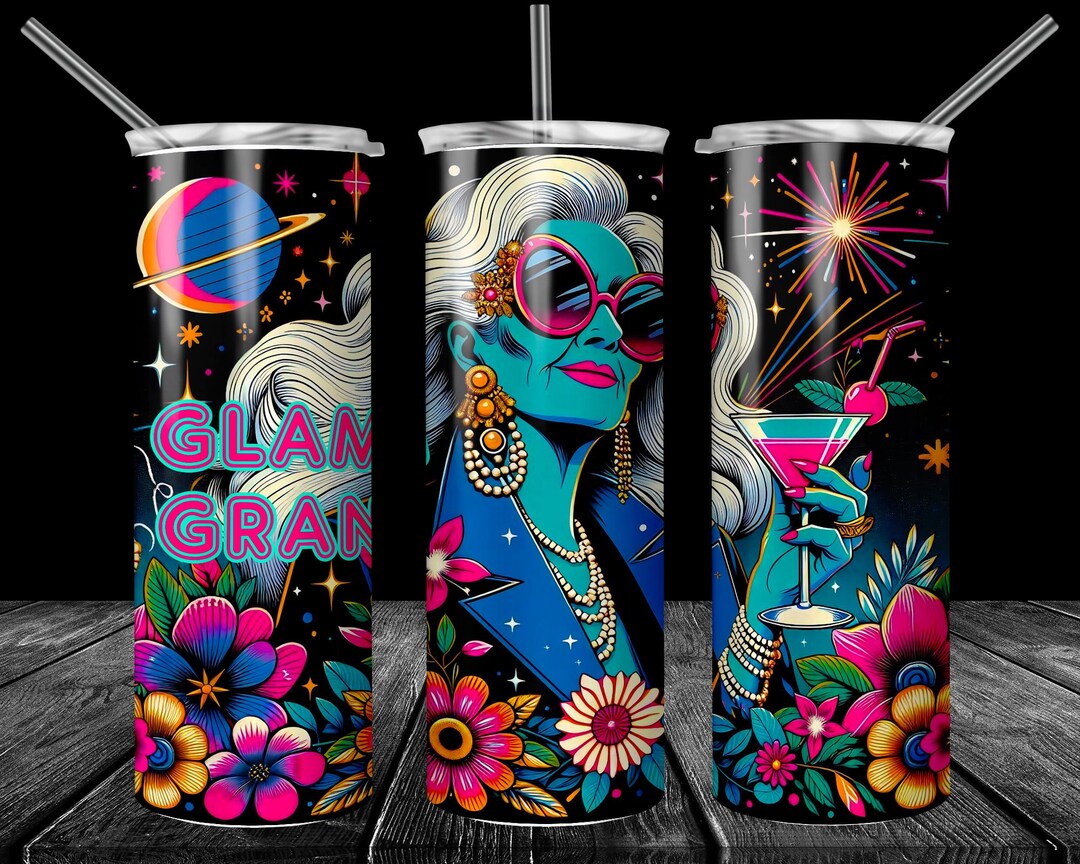 Grandma Glam Gran Seamless PNG + SVG for 20 Oz Skinny Tumbler Wrap ...