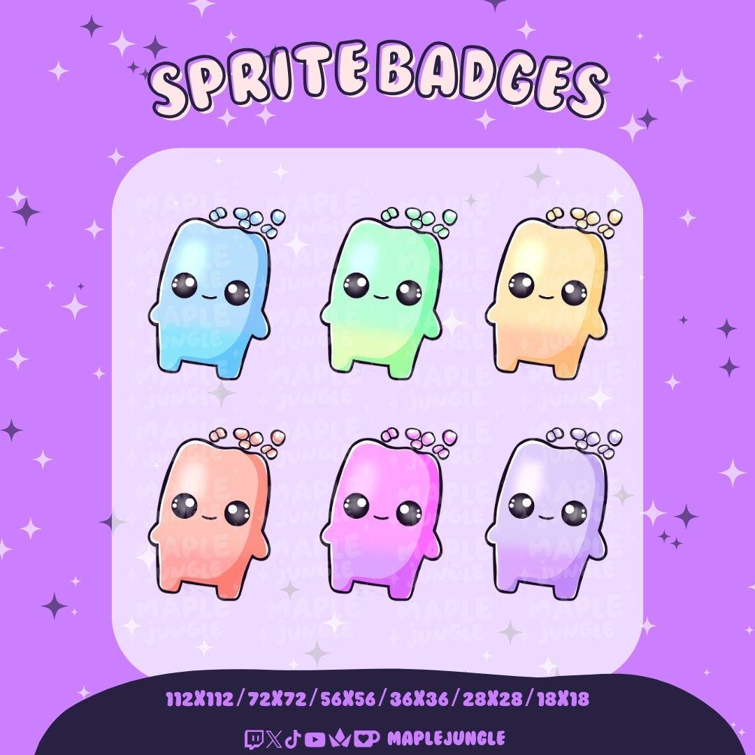 6 Water Sprite Sub & Bit/cheer Badges for Twitch/youtube/discord | Cute ...