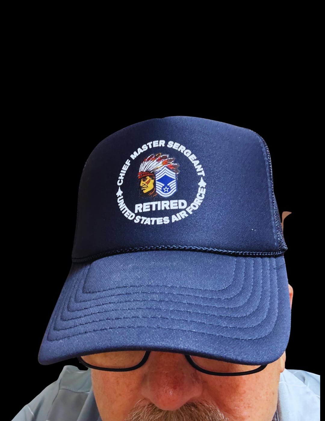 Retired Air Force Chief Master Sergeant Trucker Hat - Personalized Otto ...