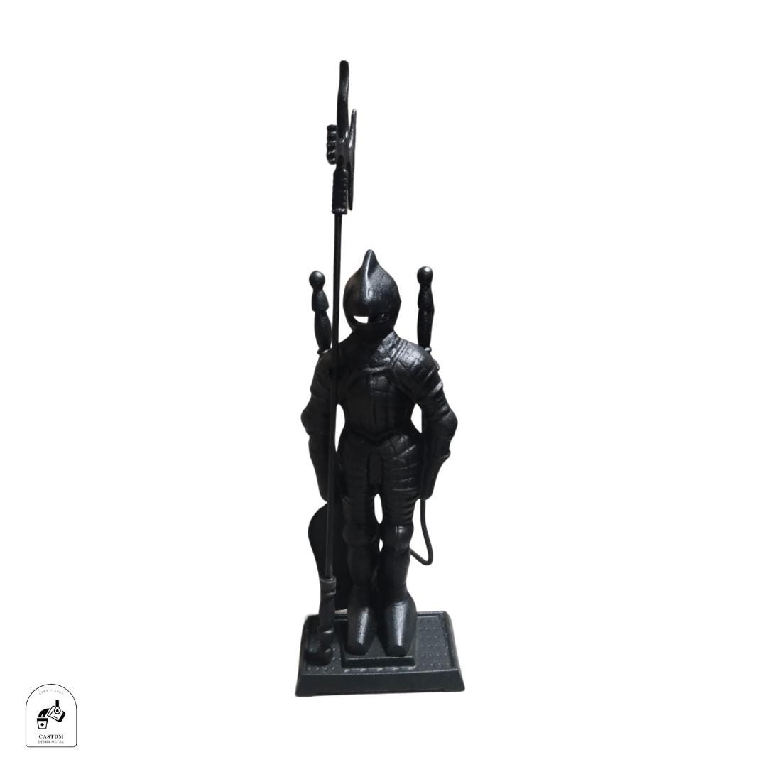 Medieval Knight Fireplace Tool Set: Cast Aluminum, Cabin Decor (70 Cm ...