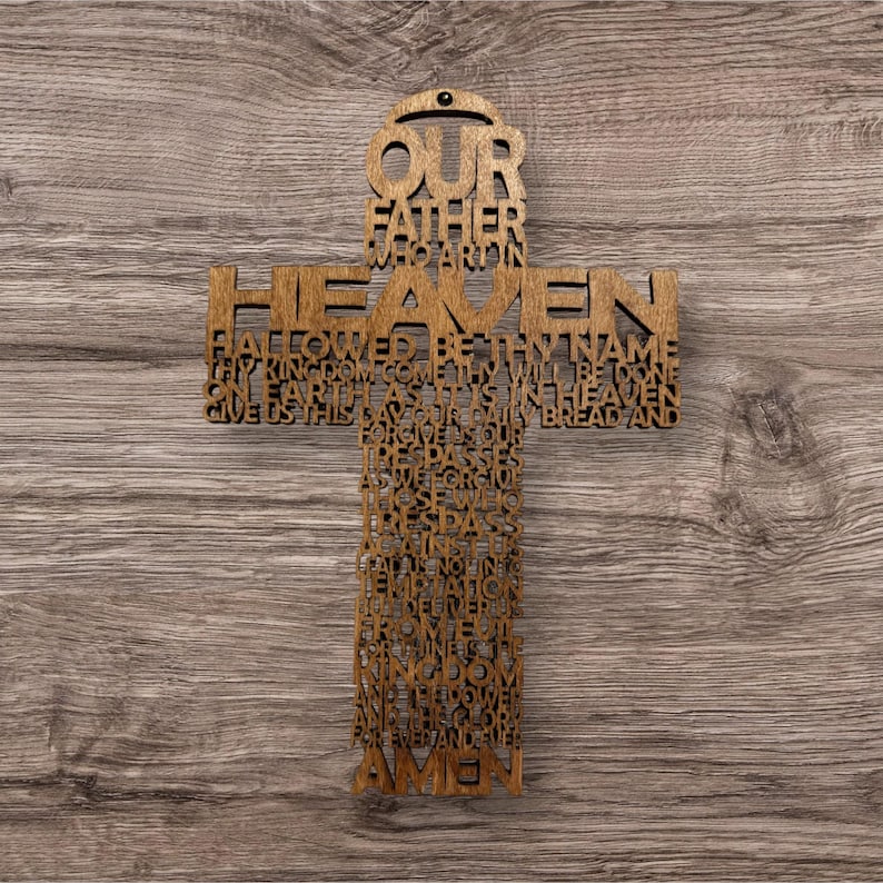 Laser Cut Wooden Cross With Lord's Prayer: Christian Wall Art - Etsy