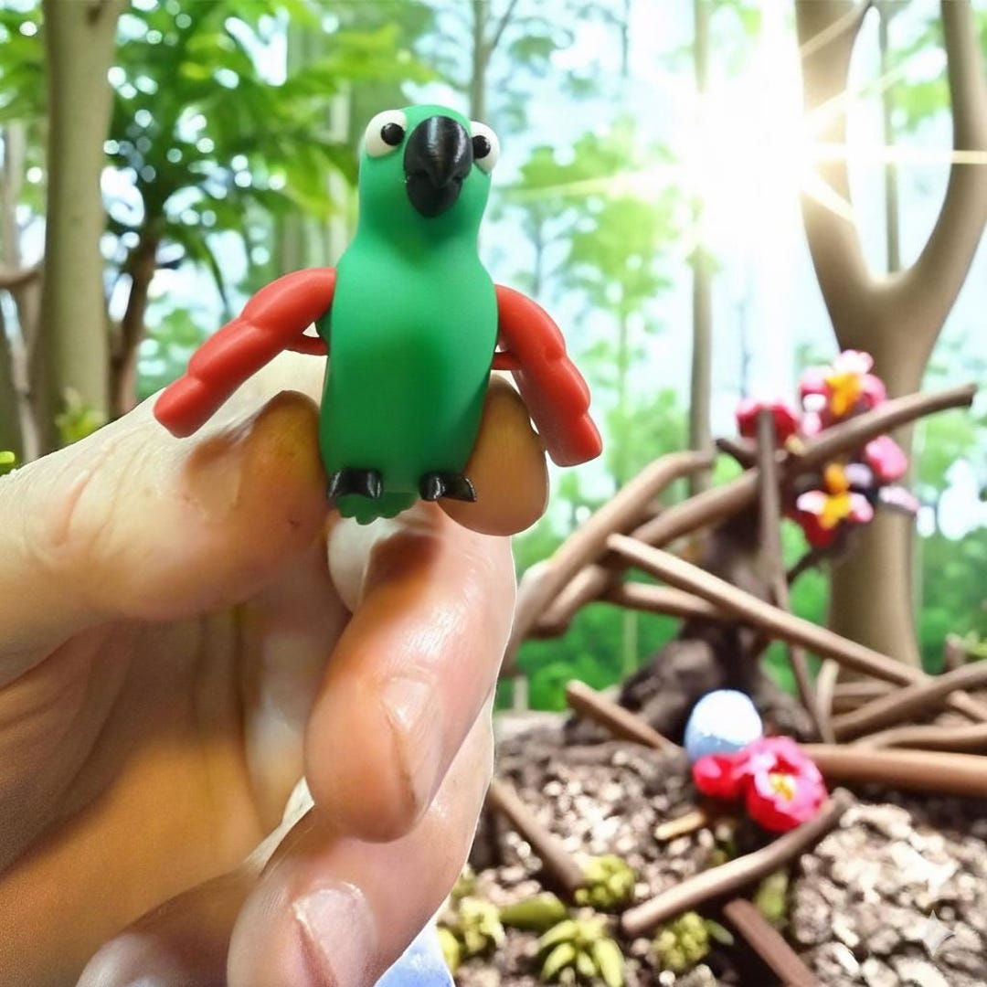 3D Printed Articulated Parrot Keychain: Tropical Fidget Toy - Etsy