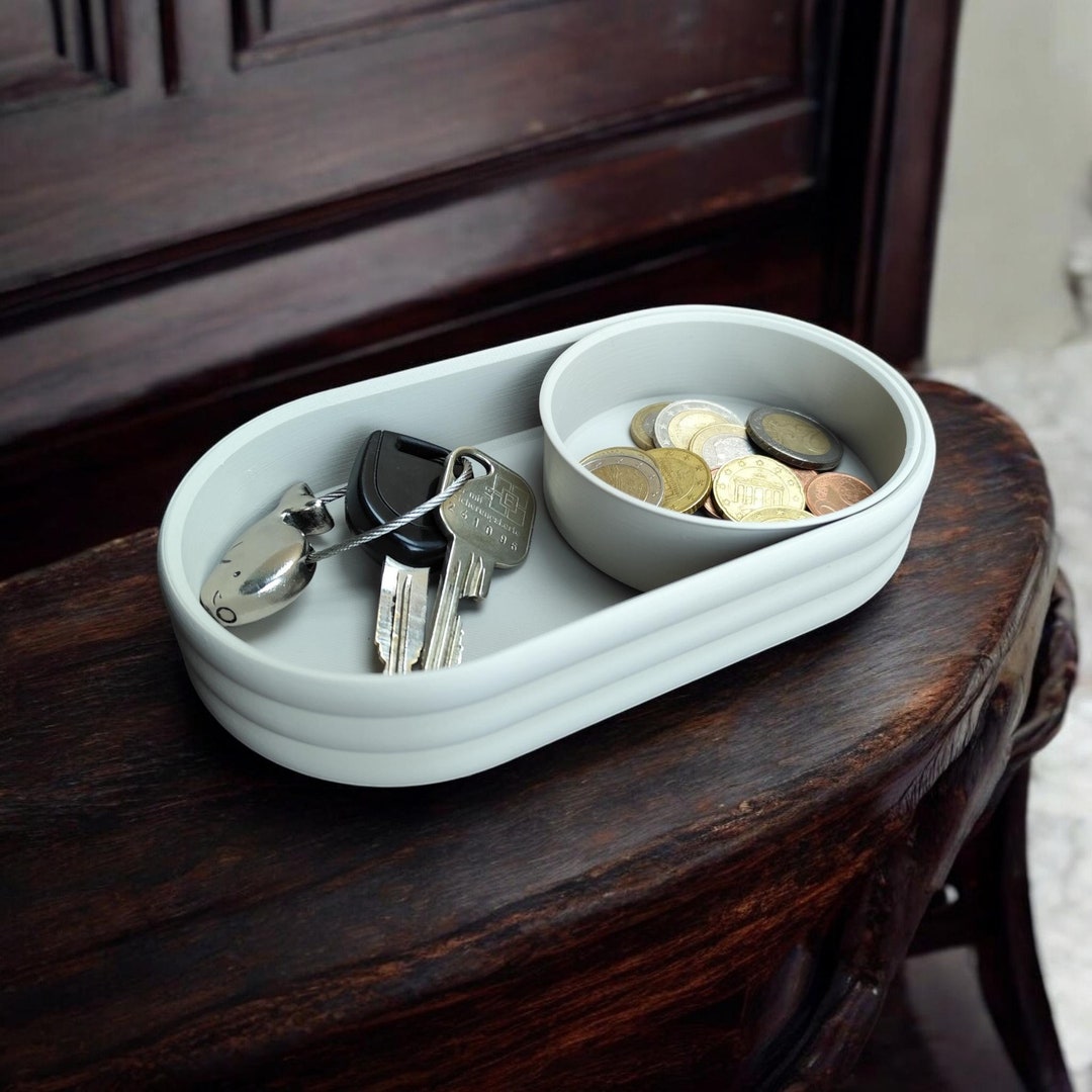 Modern Mid-century Tray With Sliding Coin Bowl – 3D Printed Valet ...