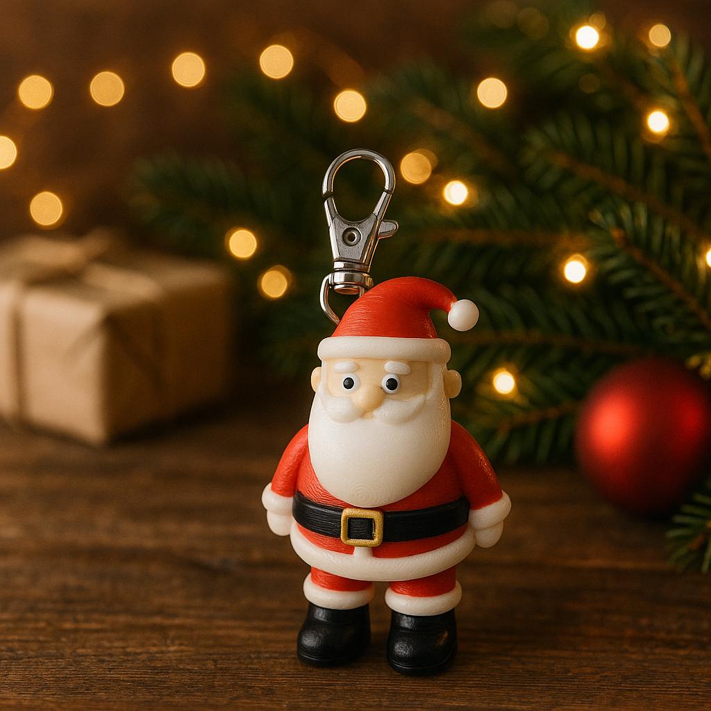 3D Printed Santa Claus Keychain: Christmas Backpack Charm, Stocking ...