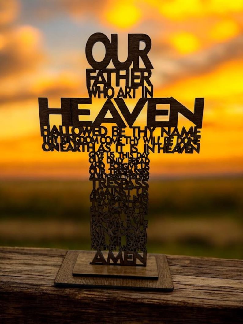 Laser Cut Wood Lord's Prayer Cross: Hand-stained Christian Decor - Etsy ...
