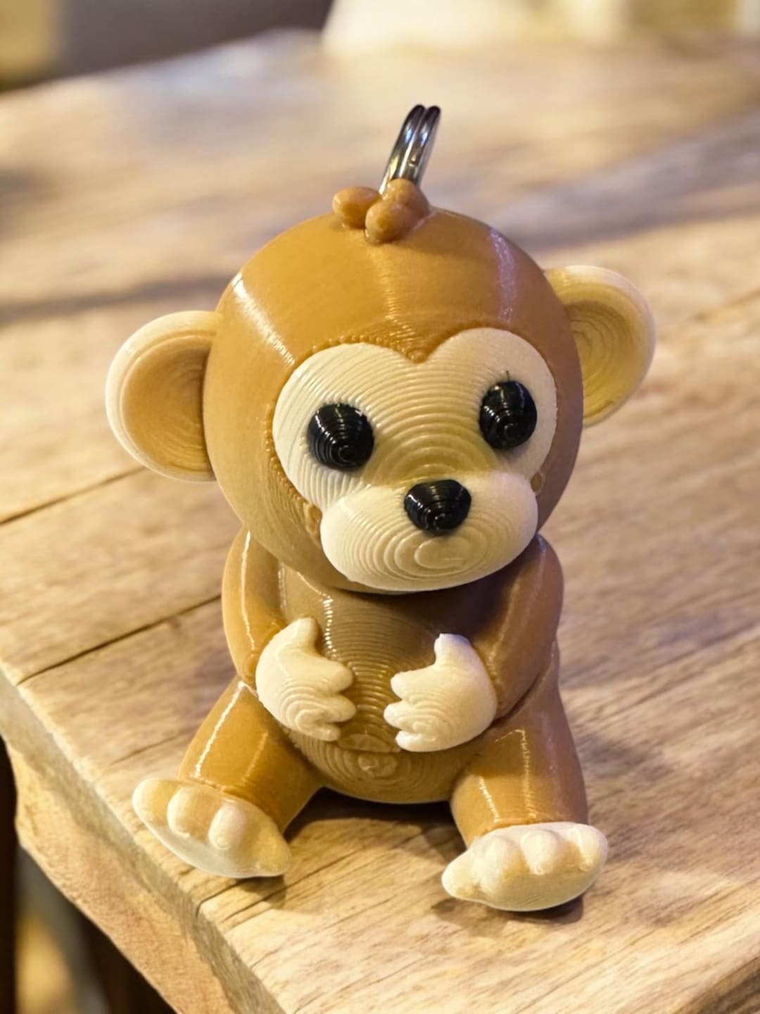 3D Printed Articulated Monkey Keychain, Flexible PLA Baby Monkey Fidget ...
