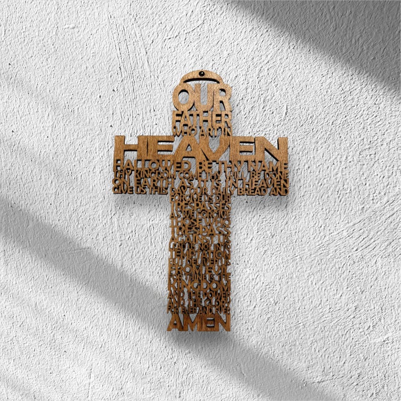 Laser Cut Wooden Cross With Lord's Prayer: Christian Wall Art - Etsy