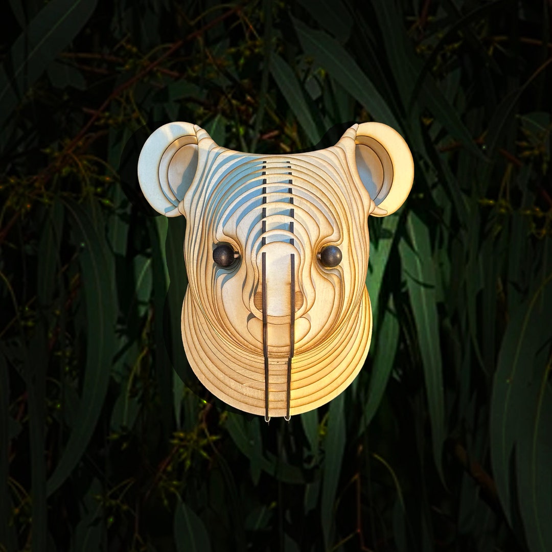 KOALA, 3D Laser Cut Animal Trophy / Puzzle, Wall Decor, Wall Art ...