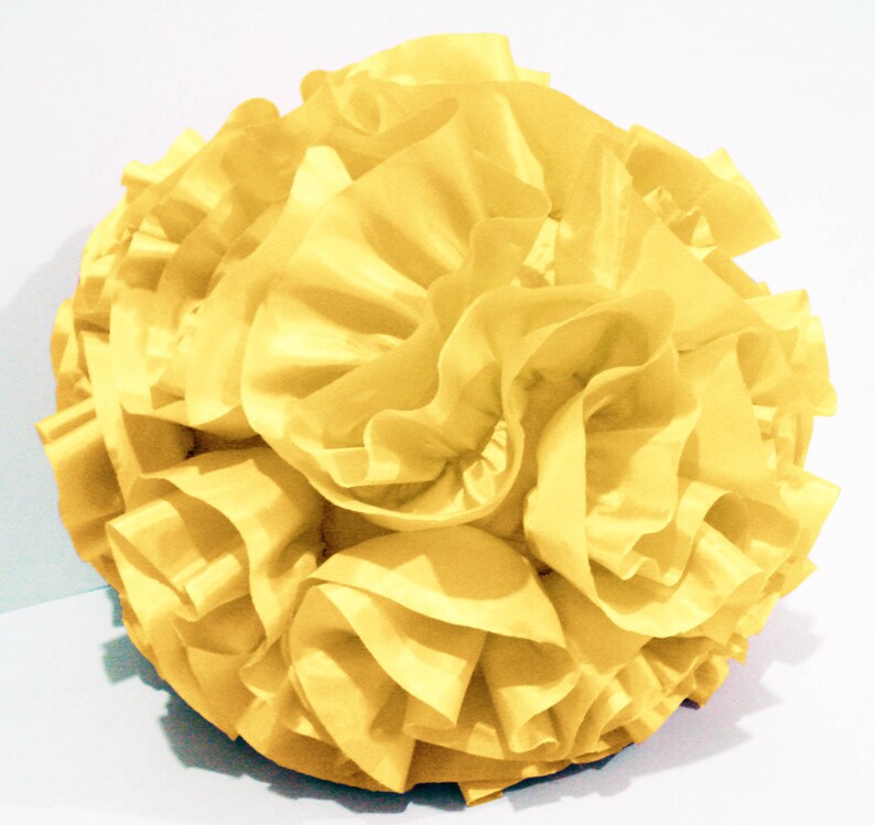 Yellow Round Pouf-handmade-ruffled Pillow-decorative - Etsy