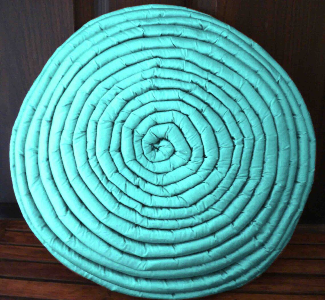 Home Decor Blue Round Pillow Circle Stripe Filled Cushion in - Etsy