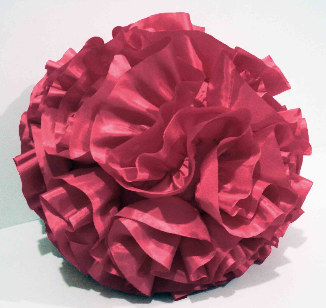 Baby Berry Red Ruffled Filled Round Pouf Fluffy Cushion Red Pillow ...