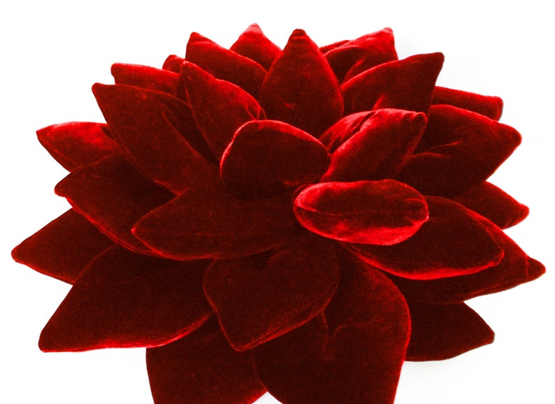Pouf-decorative Red Lotus Flower Velvet Pillow-flower - Etsy