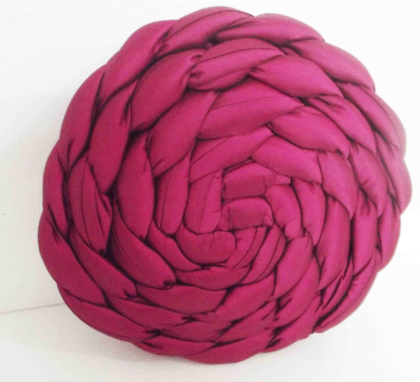 Almohada rosa / trenzada / almohada redonda / puf / almohada | Etsy