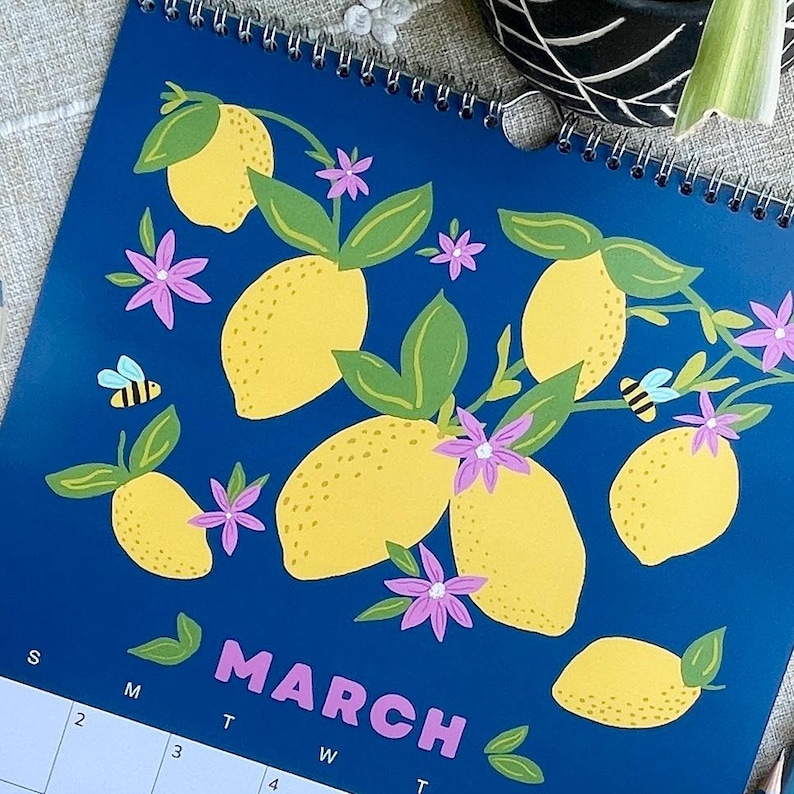 2026 Large Wall Calendar | Whimsical Fruit & Flower Art | Botanical ...