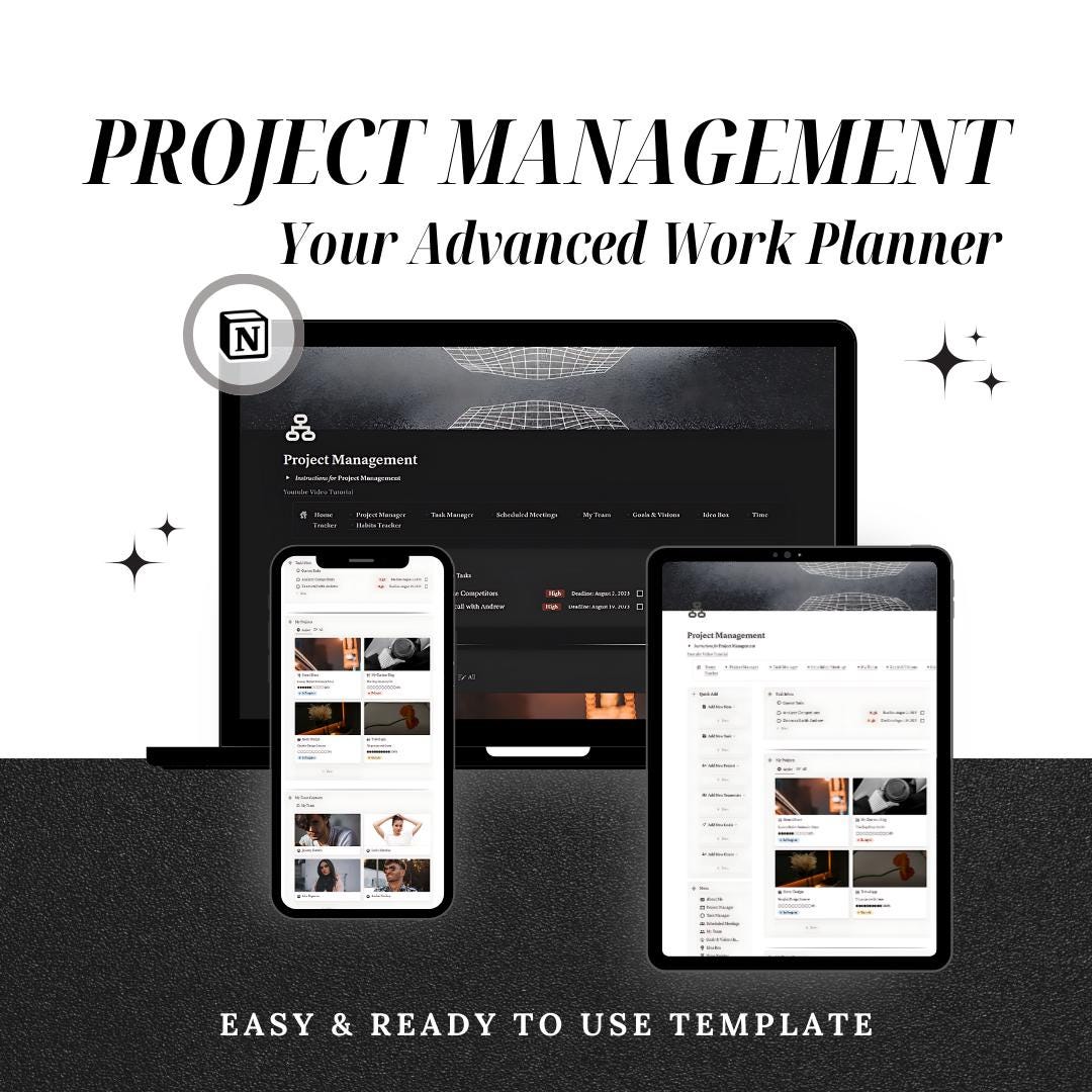 Project Management Notion Template ADHD Planner Dashboard for Tasks and ...